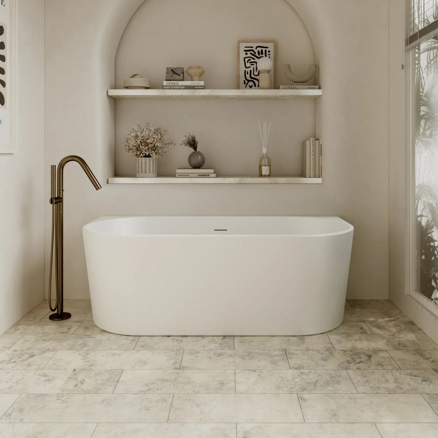 Cassa Design Auris Round Back to Wall Bath-Gloss White | Ideal Bathroom ...