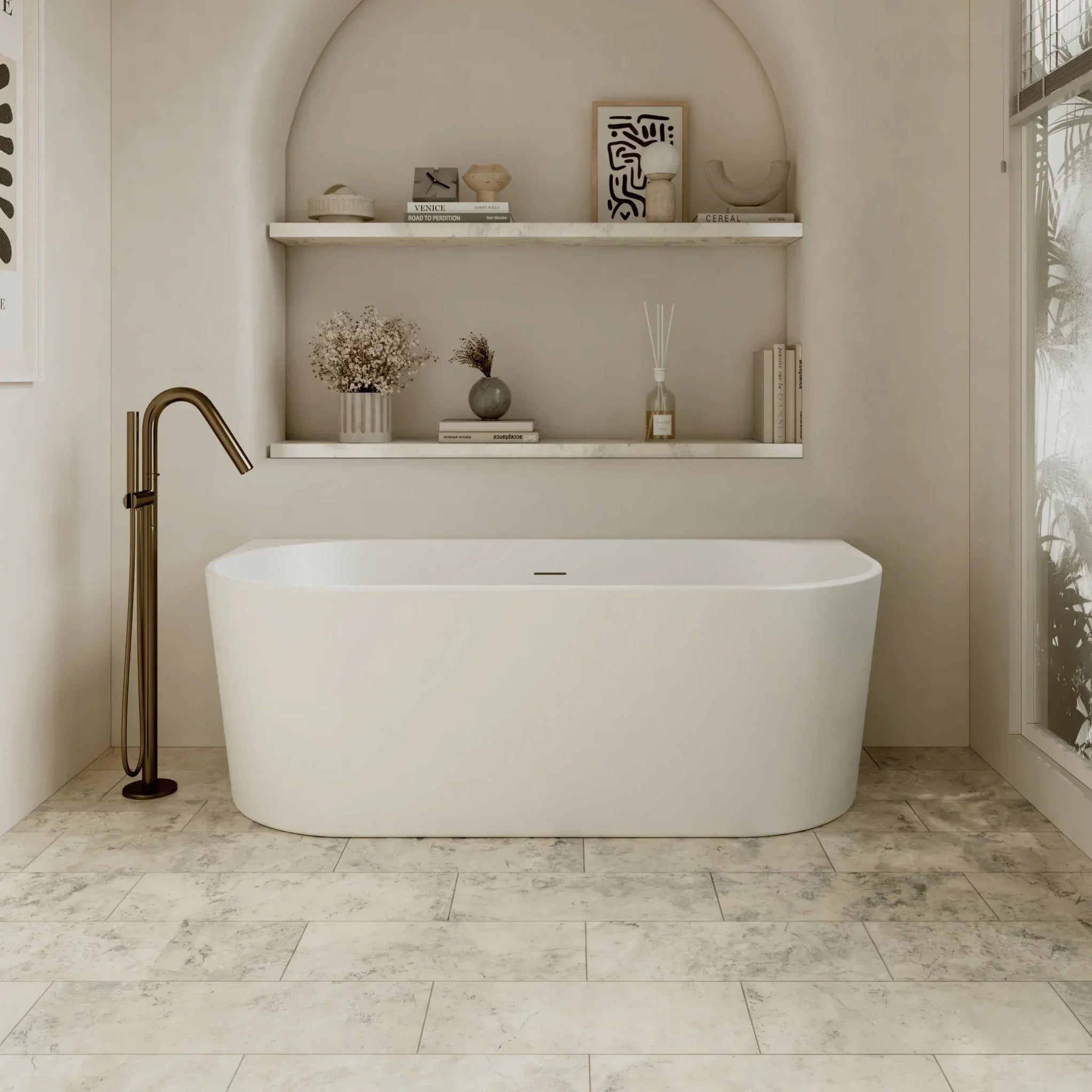 Cassa Design Auris Round Back to Wall Bath-Gloss White | Ideal Bathroom ...