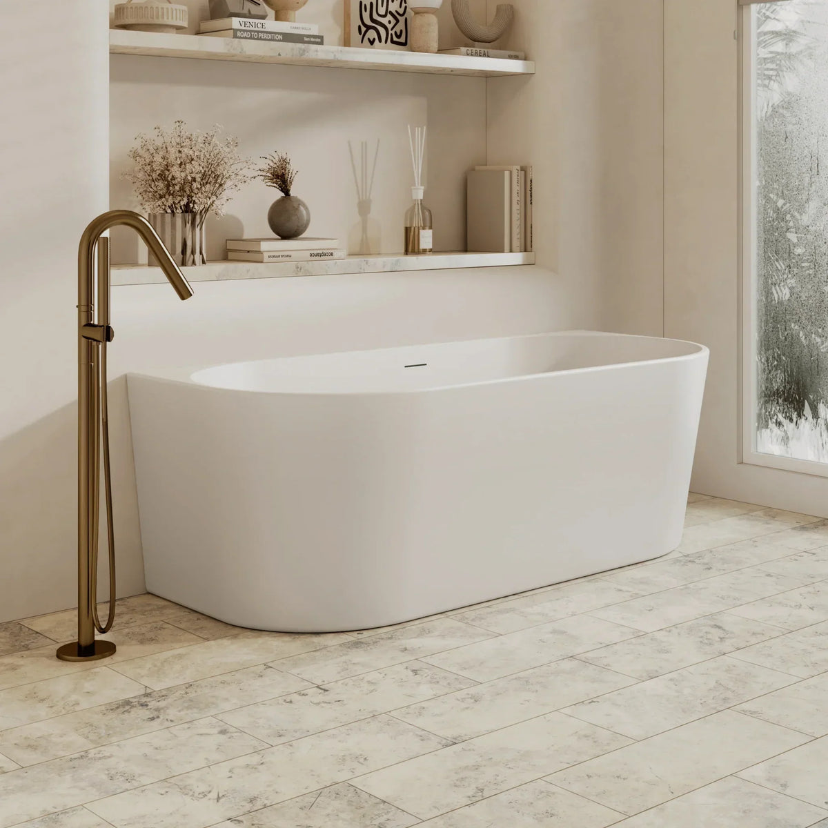 Cassa Design Auris Round Back to Wall Bath-Gloss White | Ideal Bathroom ...