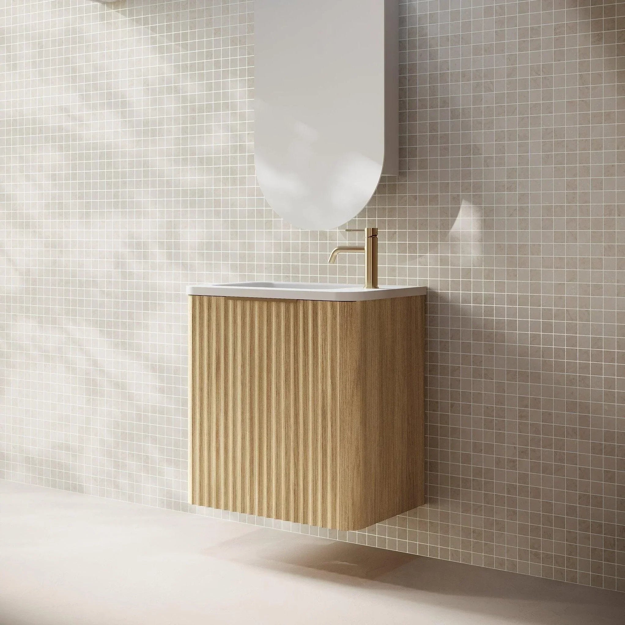 Cassa Design Gravity Curved Small Space Wall Hung Vanity — Ideal Bathroom Centre