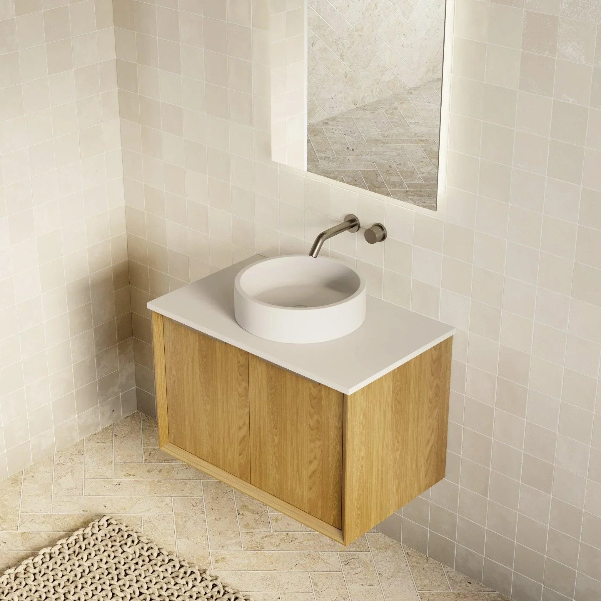 Milano Flow Flat 750mm Wall Hung Vanity Natural Oak | Ideal Bathroom Centre