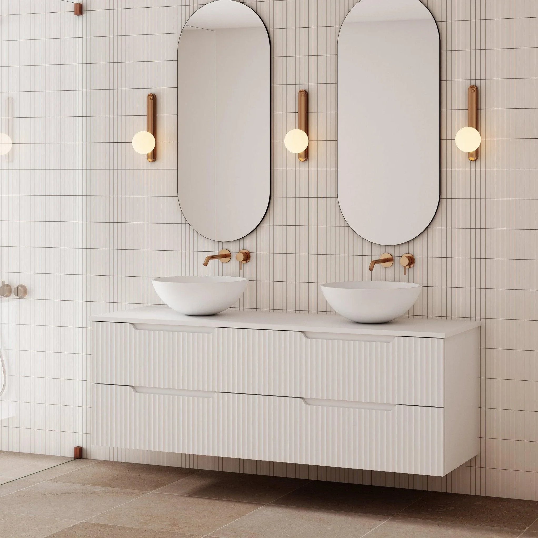 Milano Wave Flute Wall Hung Vanity Matte White — Ideal Bathroom Centre
