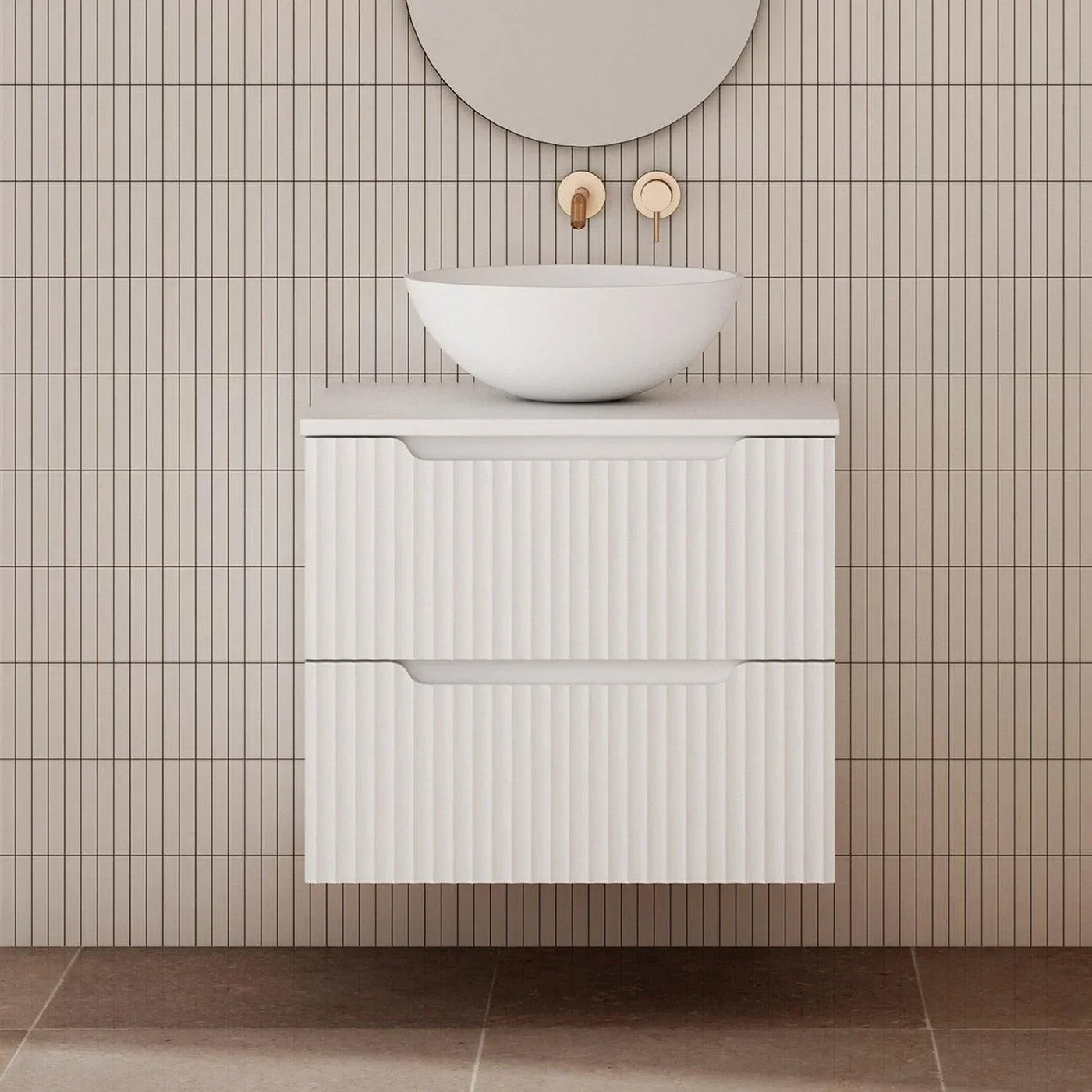 Milano Wave 600mm Flute Wall Hung Vanity Matte White | Ideal Bathroom ...
