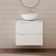 Milano Wave Flute Wall Hung Vanity Matte White | Ideal Bathroom Centre