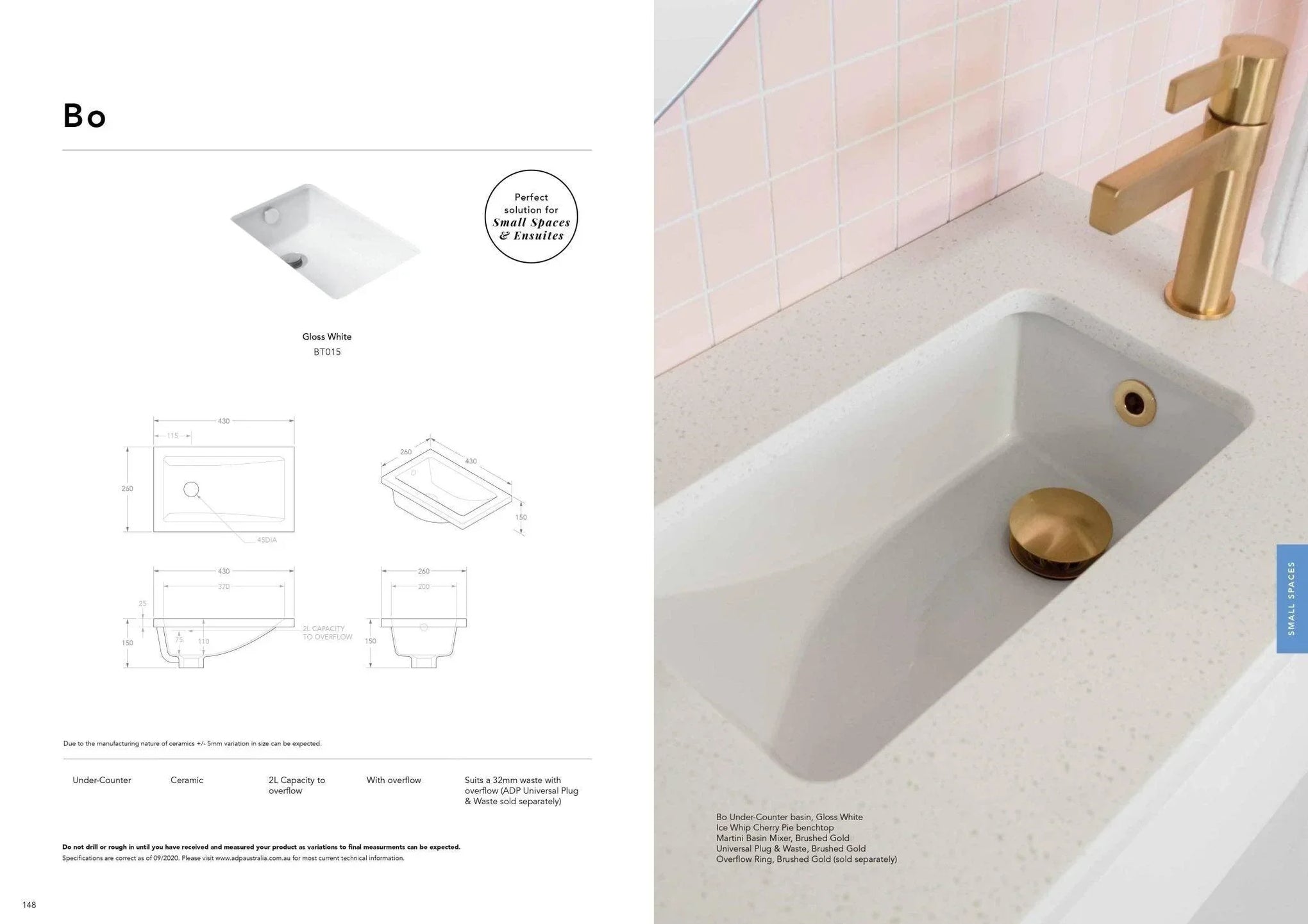 ADP Bo Ceramic Under Counter Basin (Ensuite Only) | Ideal Bathroom Centre