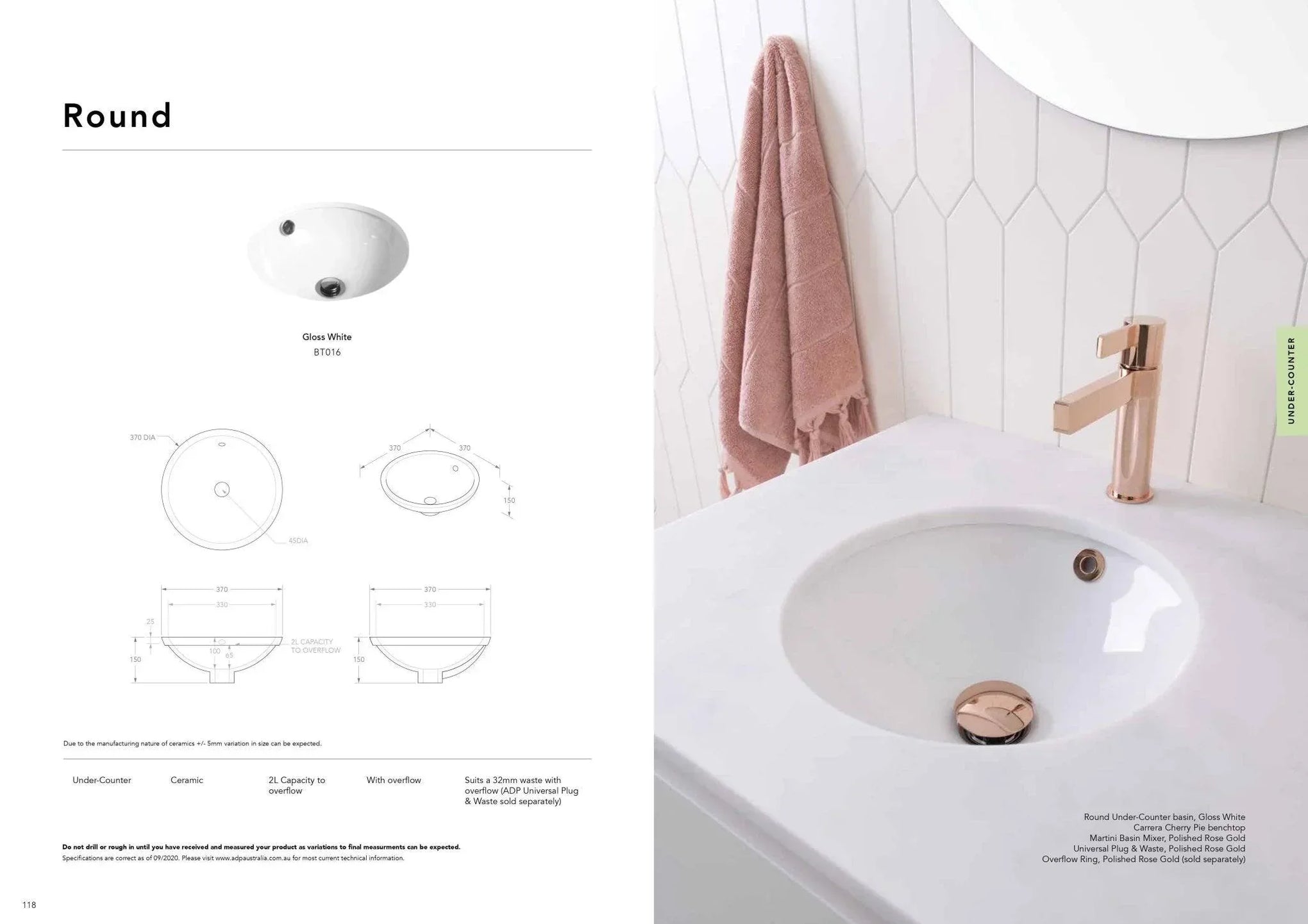 ADP Round Ceramic Under Counter Basin — Ideal Bathroom Centre