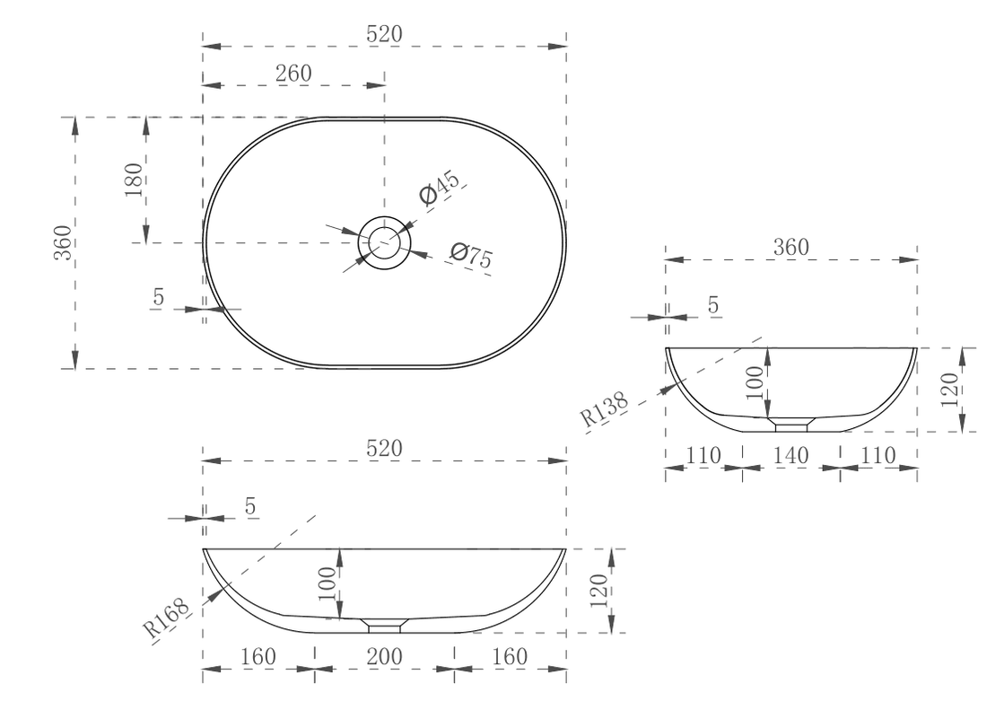 Cassa Design Eggshell 520x360x120mm Above Counter Basin — Ideal ...