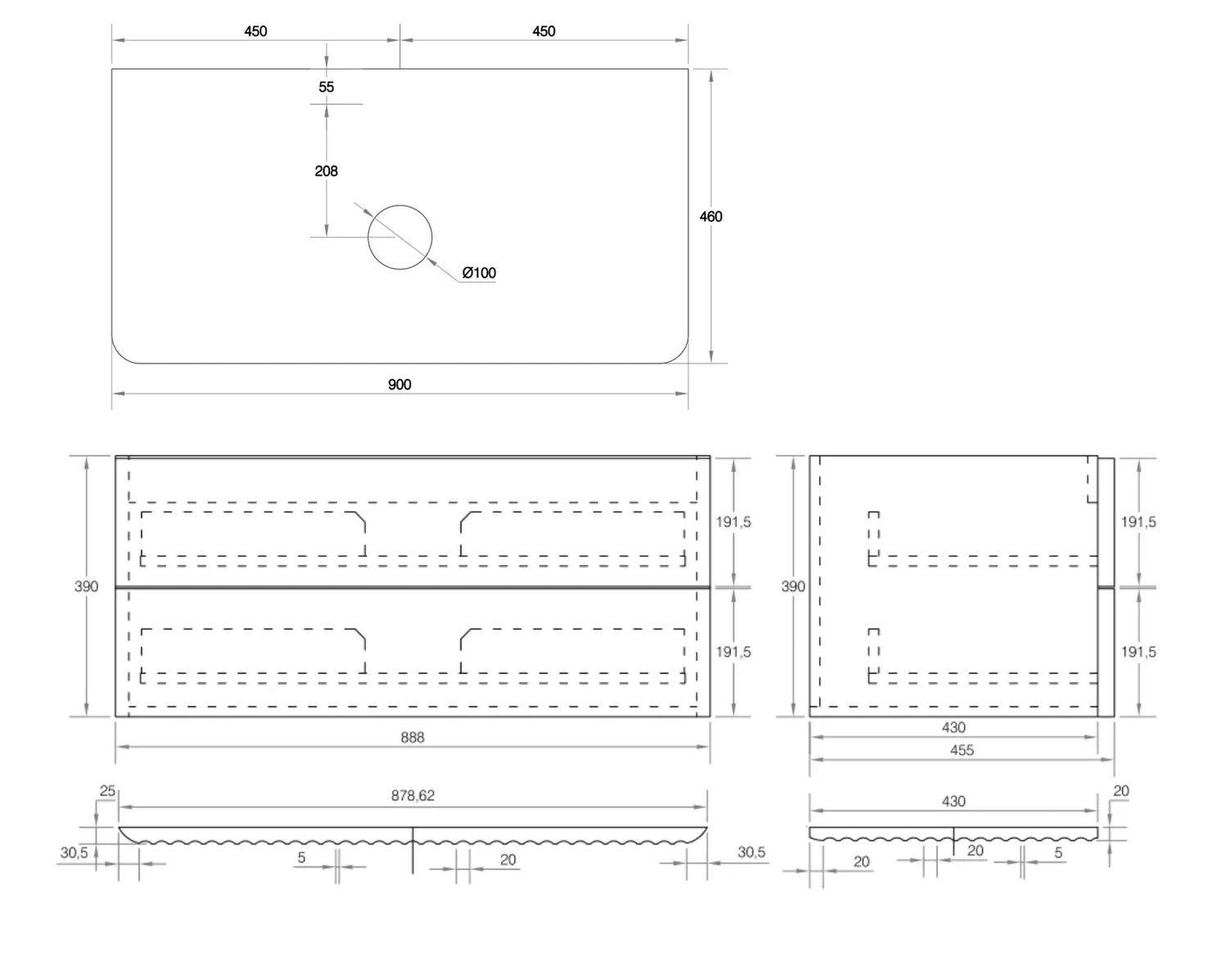 Cassa Design Gravity Curved Wall Hung Vanity | Ideal Bathroom Centre