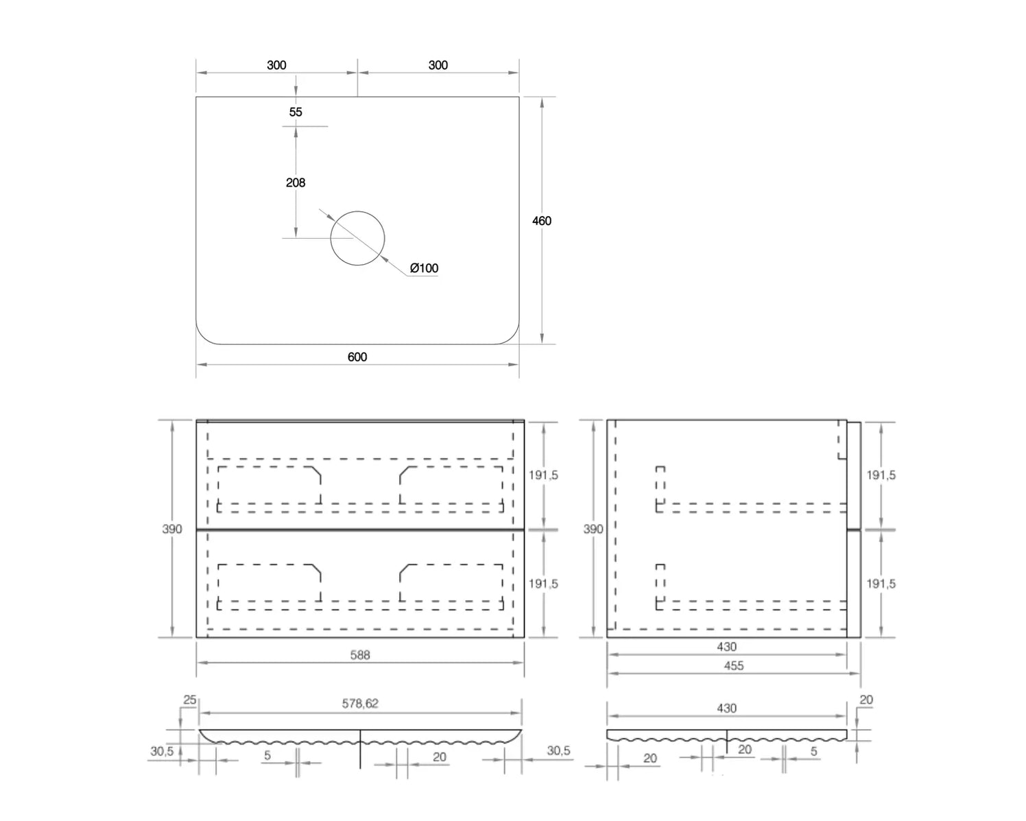 Cassa Design Gravity Curved Wall Hung Vanity | Ideal Bathroom Centre
