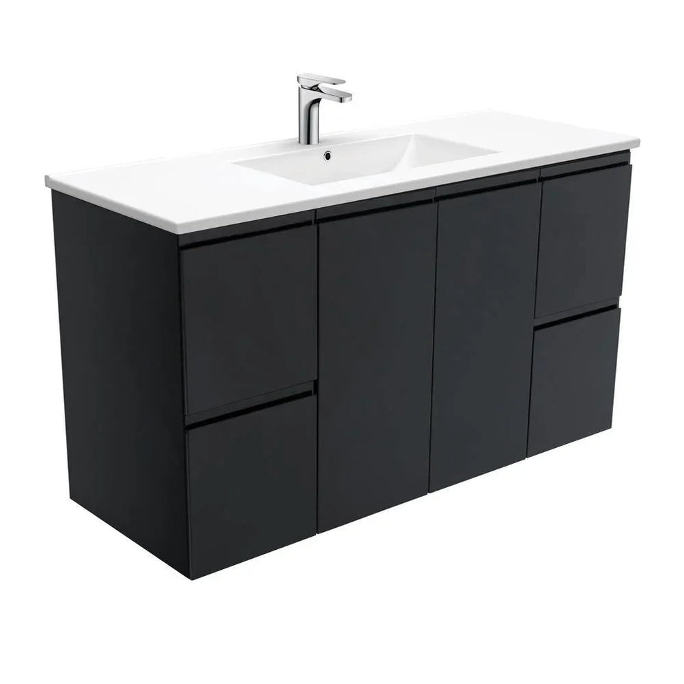 Fienza Finger Pull Matte Black 1200mm Vanity With Ceramic Top — Ideal Bathroom Centre