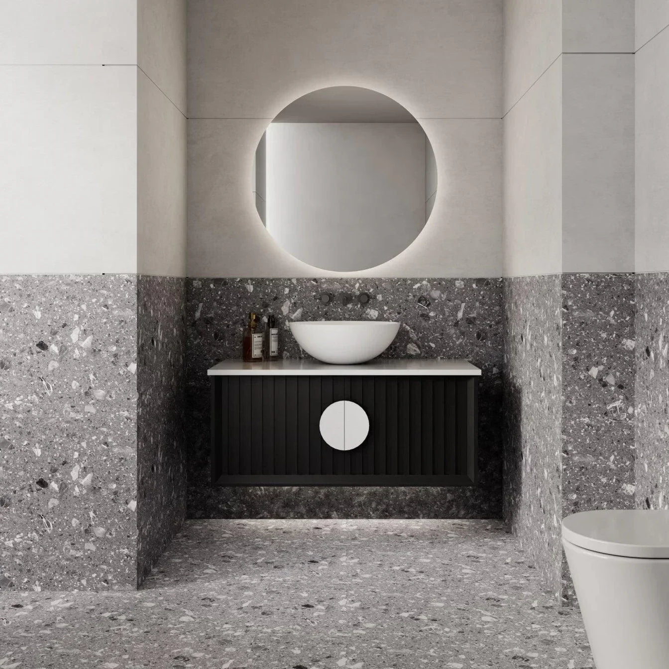 Milano Flow 600mm Wall Hung Vanity Black Oak | Ideal Bathroom Centre