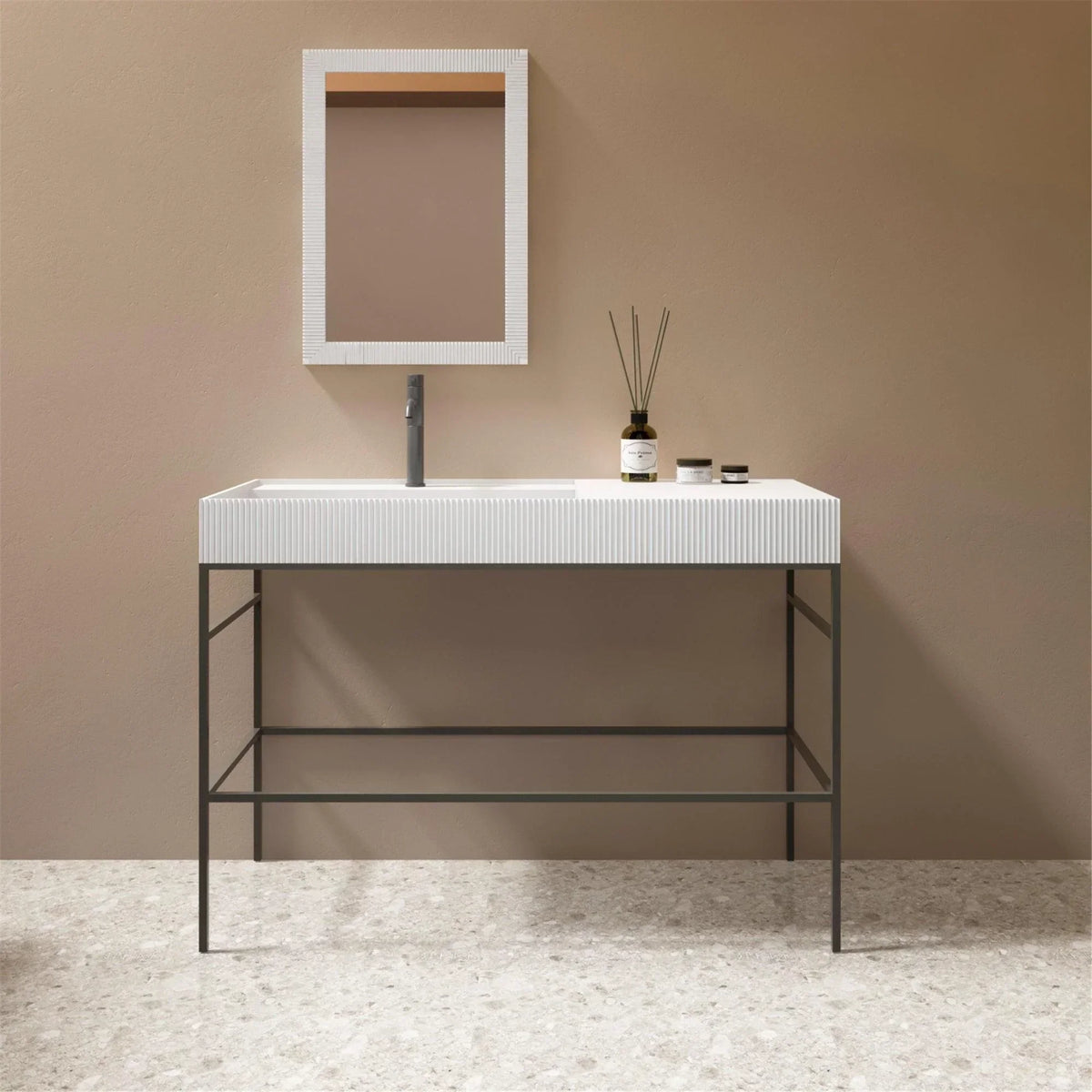 Milano Flute Rectangular 1200mm Console Solid Surface Basin — Ideal ...