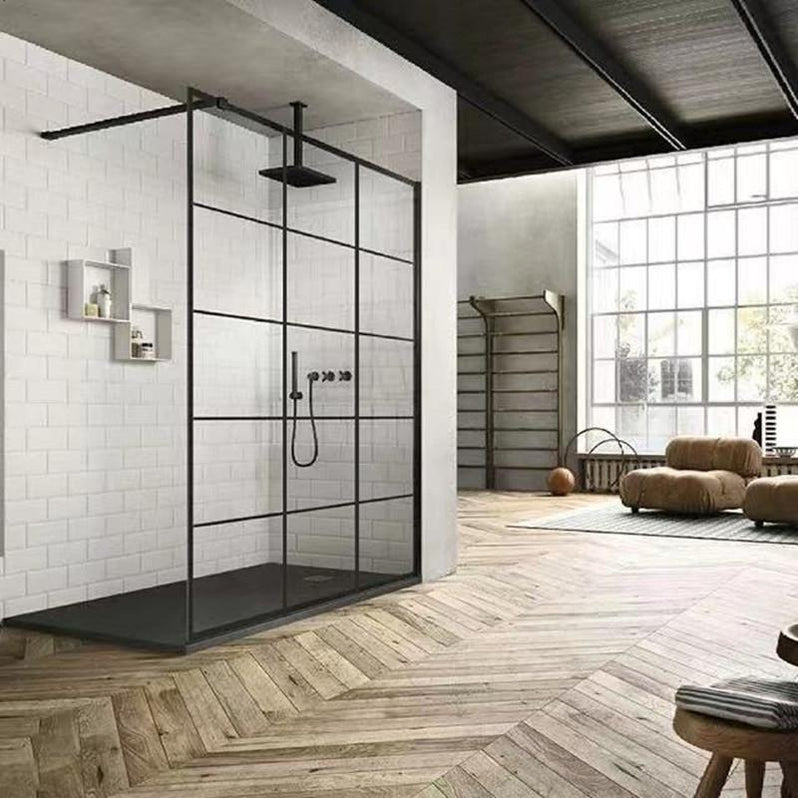 Milano Framed Fixed Panel Shower Screen Matte Black — Ideal Bathroom Centre