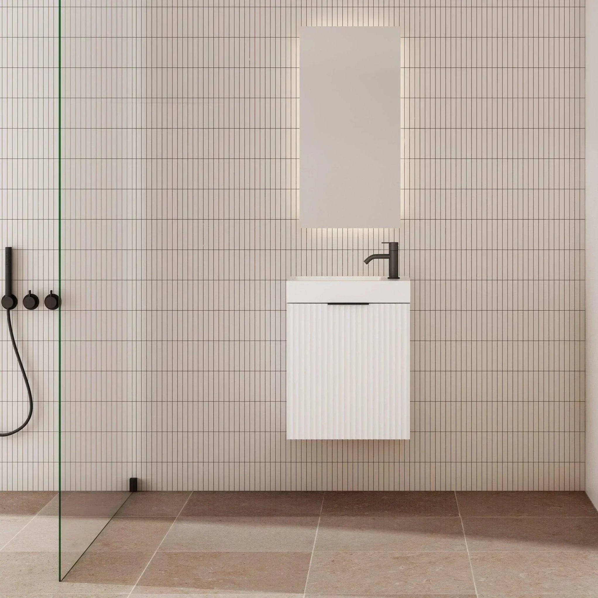 Milano Wave Flute 460mm Small Space Vanity-Matte White | Ideal Bathroom ...