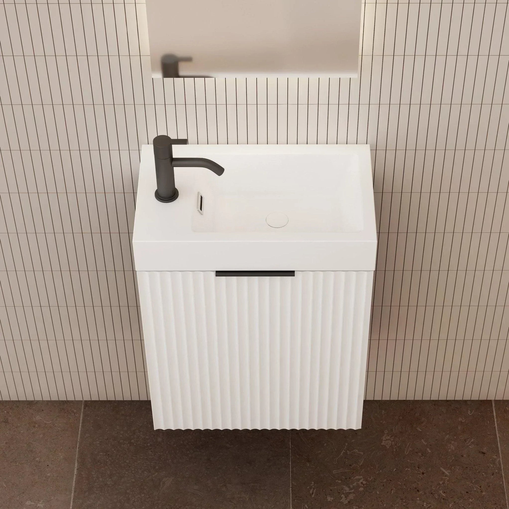 Milano Wave Flute 460mm Small Space Vanity-Matte White | Ideal Bathroom ...
