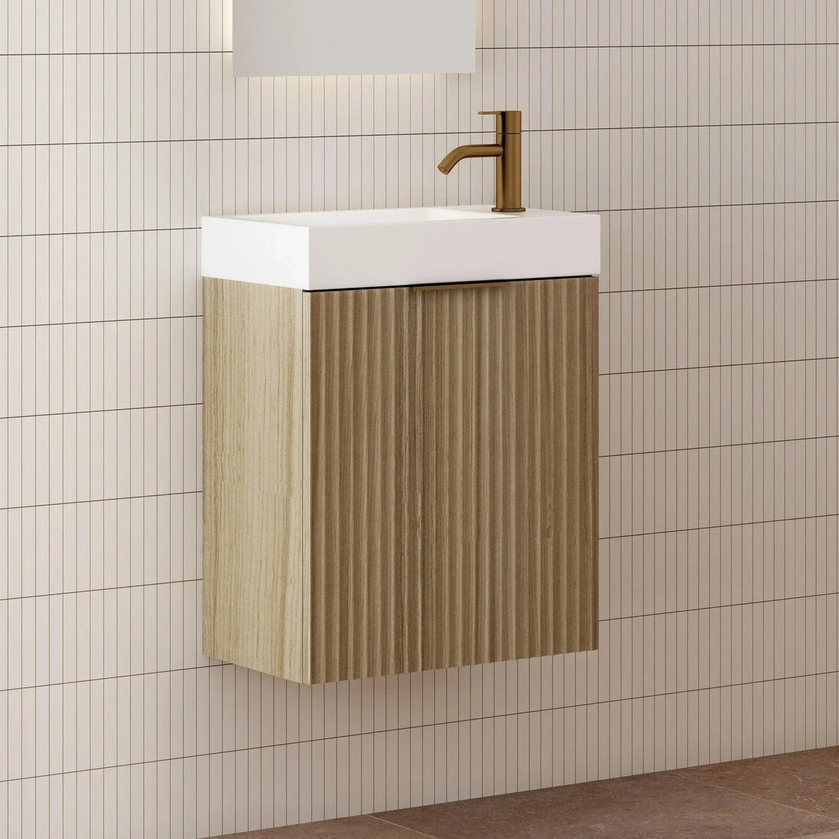 Milano Wave Flute 460mm Small Space Vanity-Natural Oak | Ideal Bathroom ...