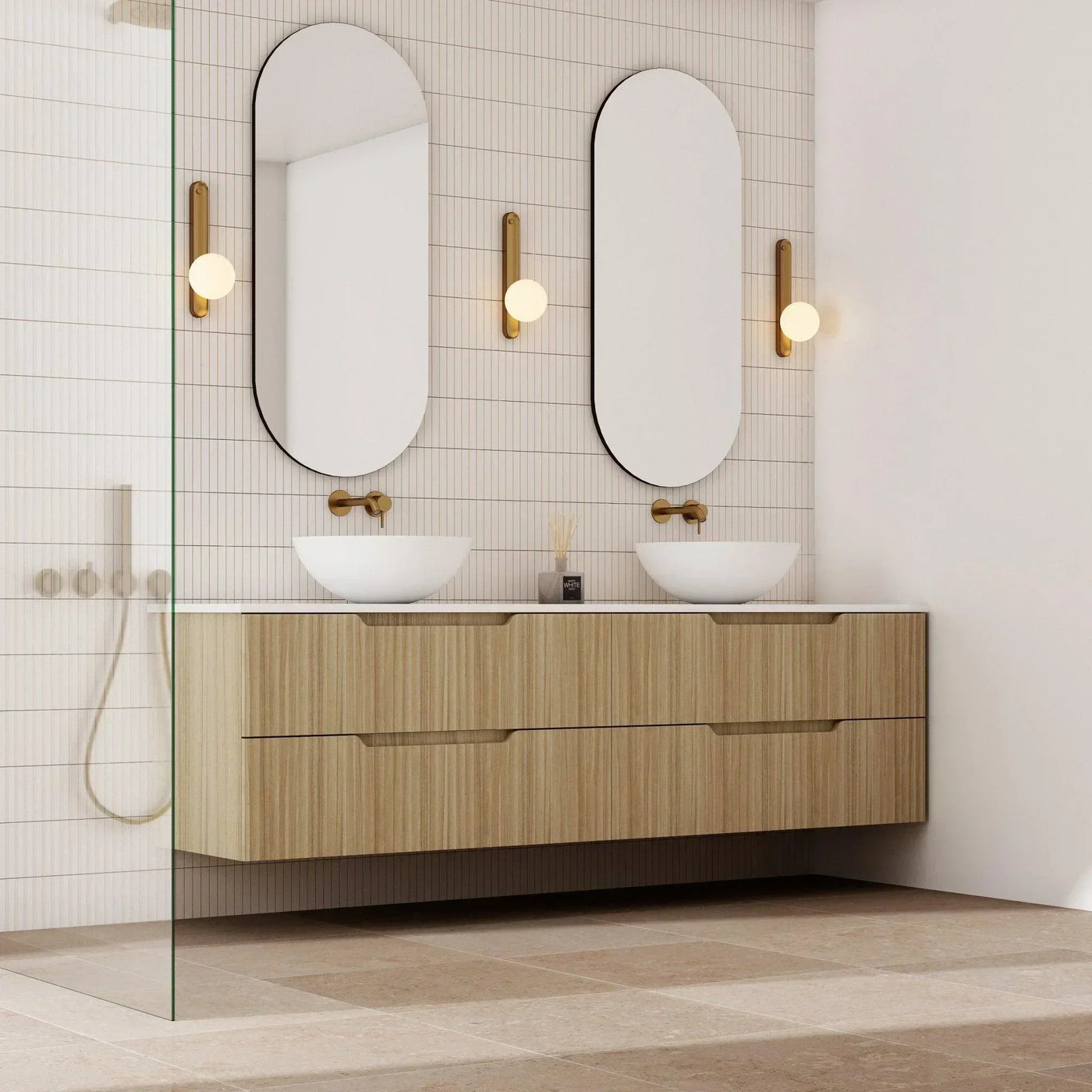 Milano Wave Flute Wall Hung Vanity Natural Oak — Ideal Bathroom Centre