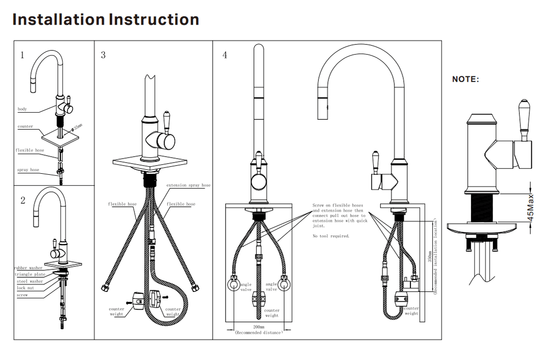 NERO DOLCE PULL OUT SINK MIXER WITH VEGIE SPRAY FUNCTION MATTE BLACK ...
