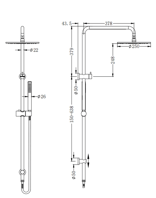 NERO DOLCE ROUND TWIN SHOWER WITH SLIM HAND SHOWER CHROME — Ideal ...
