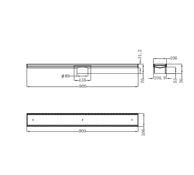 NERO TILE INSERT V CHANNEL FLOOR GRATE 89MM OUTLET WITH HOLE SAW BRUSH ...